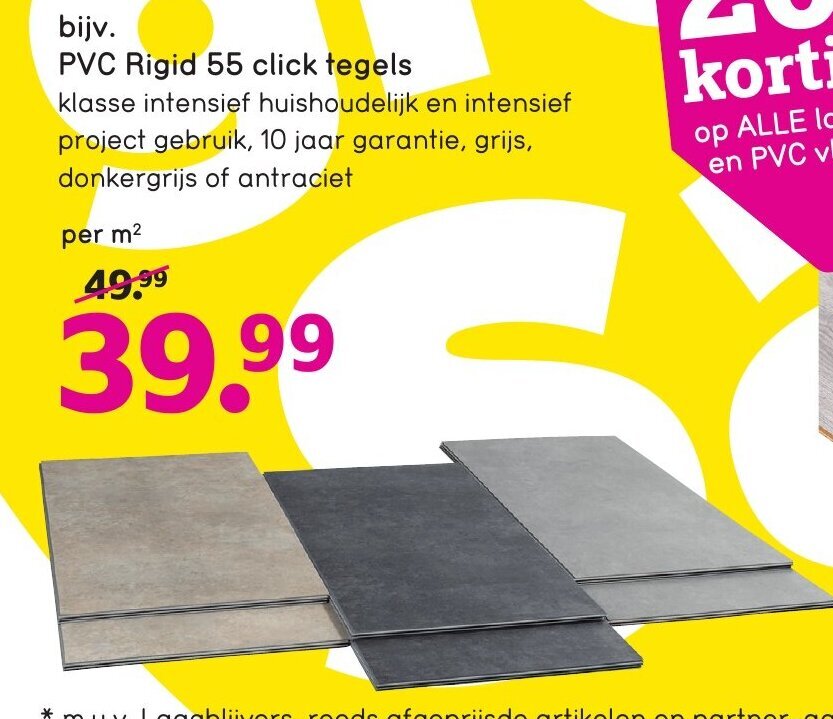 PVC rigid 55 click tegels aanbieding bij Leen Bakker