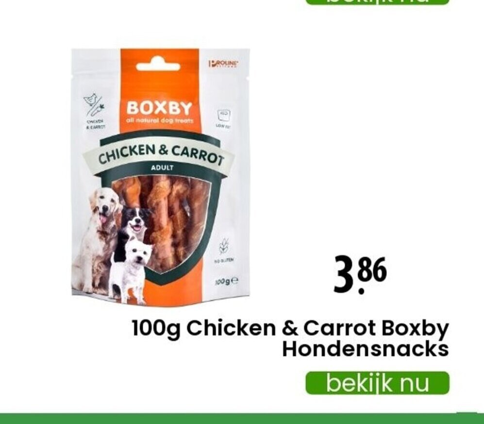 Boxby Chicken & Carrot Hondensnacks aanbieding bij Zooplus