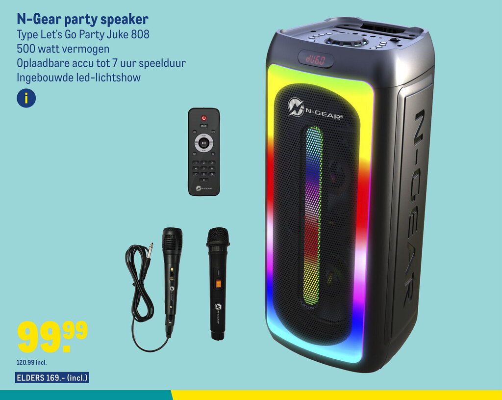N-Gear party speaker Let's Go Party Juke 808 aanbieding bij Makro
