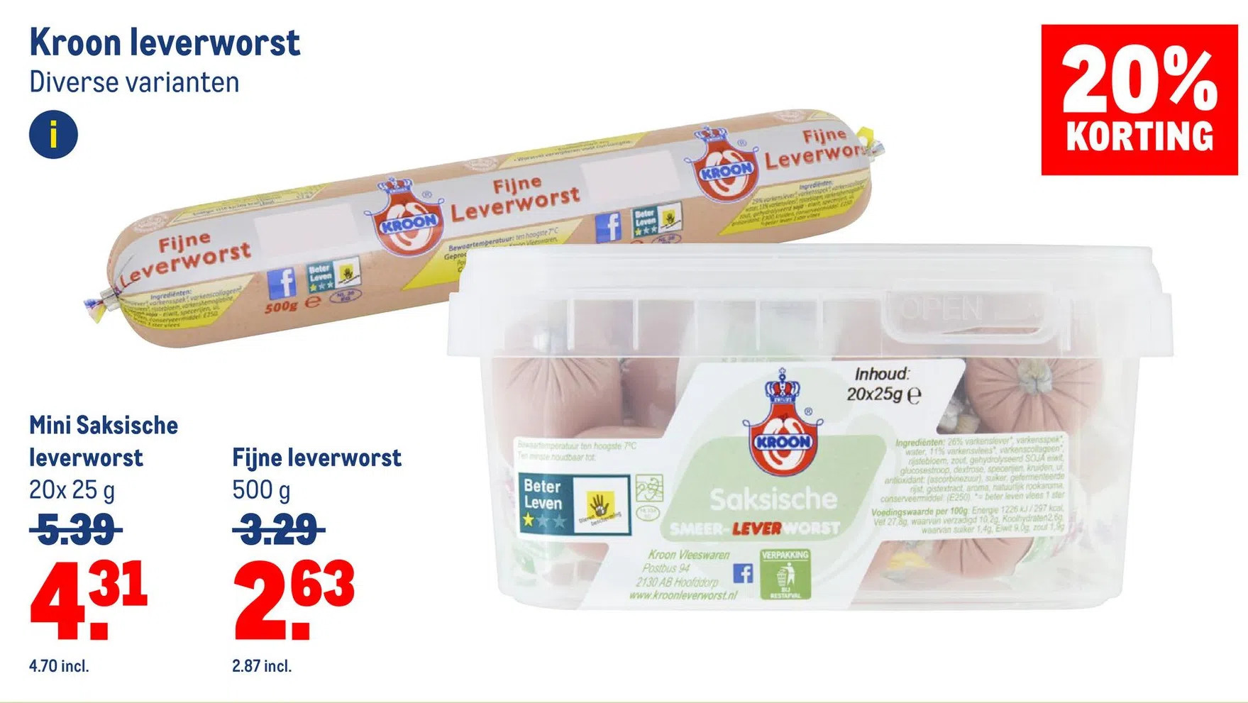 Kroon leverworst aanbieding bij Makro