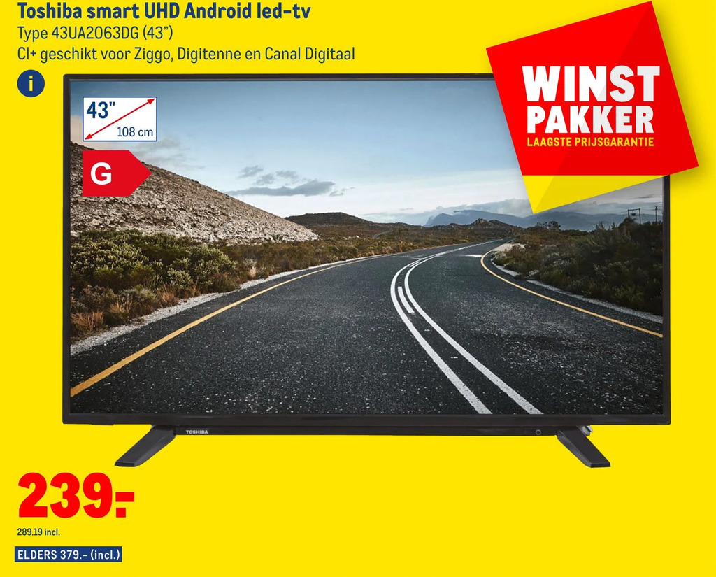 Toshiba smart uhd android led-tv aanbieding bij Makro