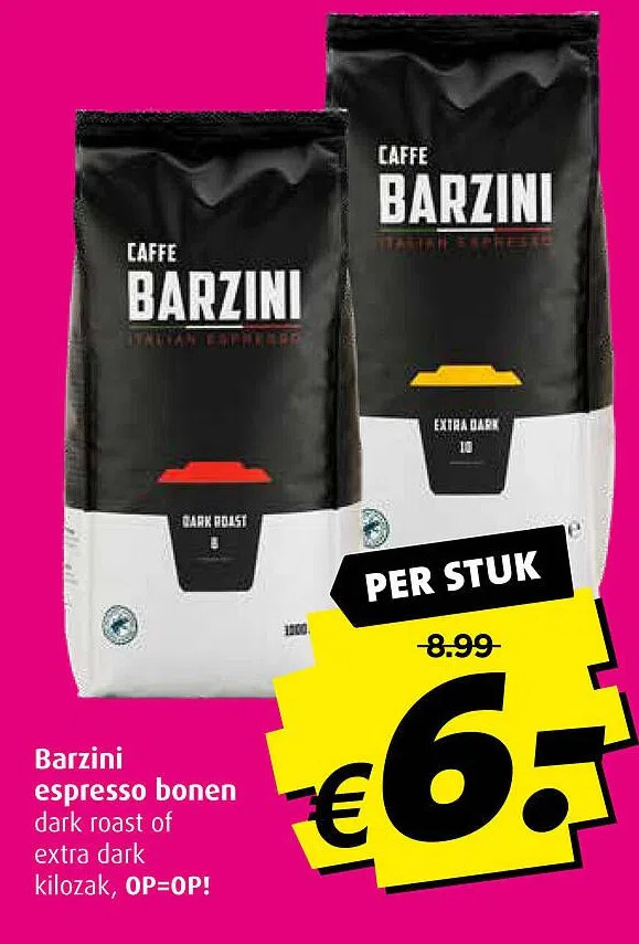 Barzini espresso bonen aanbieding bij Boni
