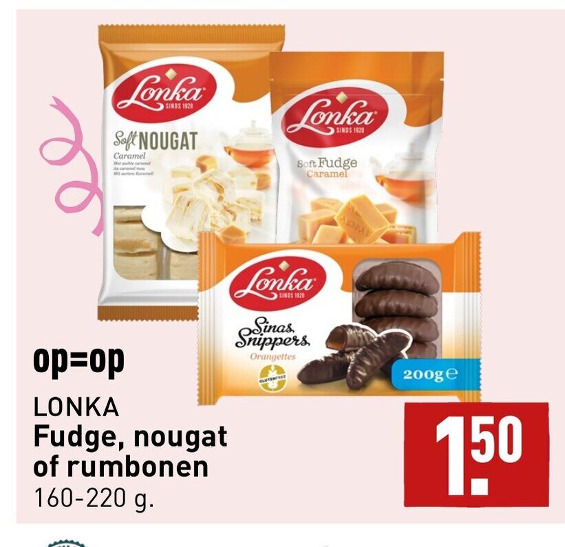 Fudge, nougat of rumbonen aanbieding bij ALDI