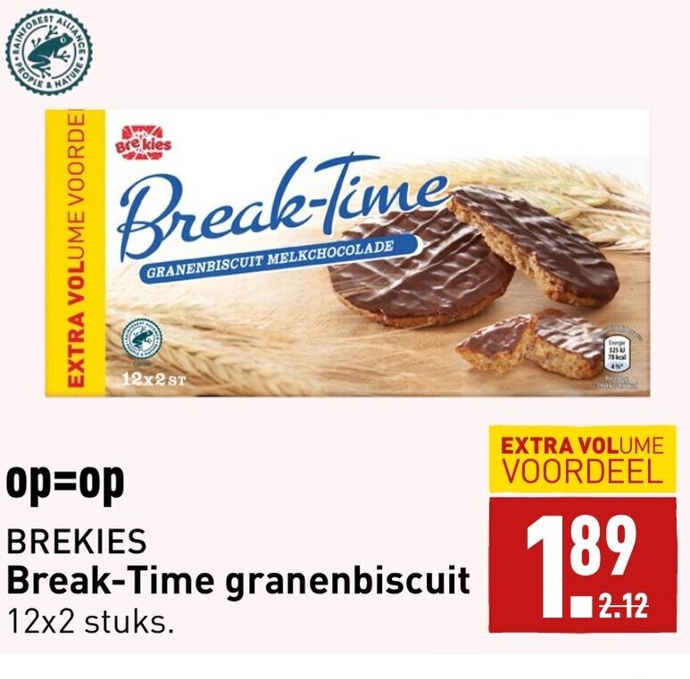 Break-Time granenbiscuit 12 x 2 stuks aanbieding bij ALDI