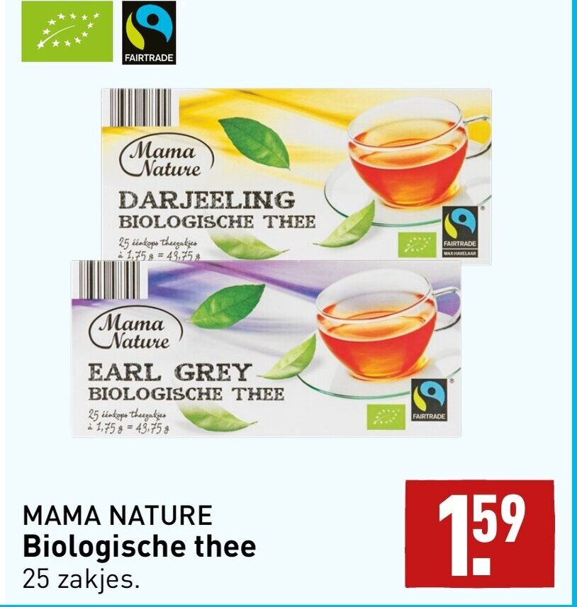 Mama Nature Biologische thee 25 zakjes aanbieding bij ALDI