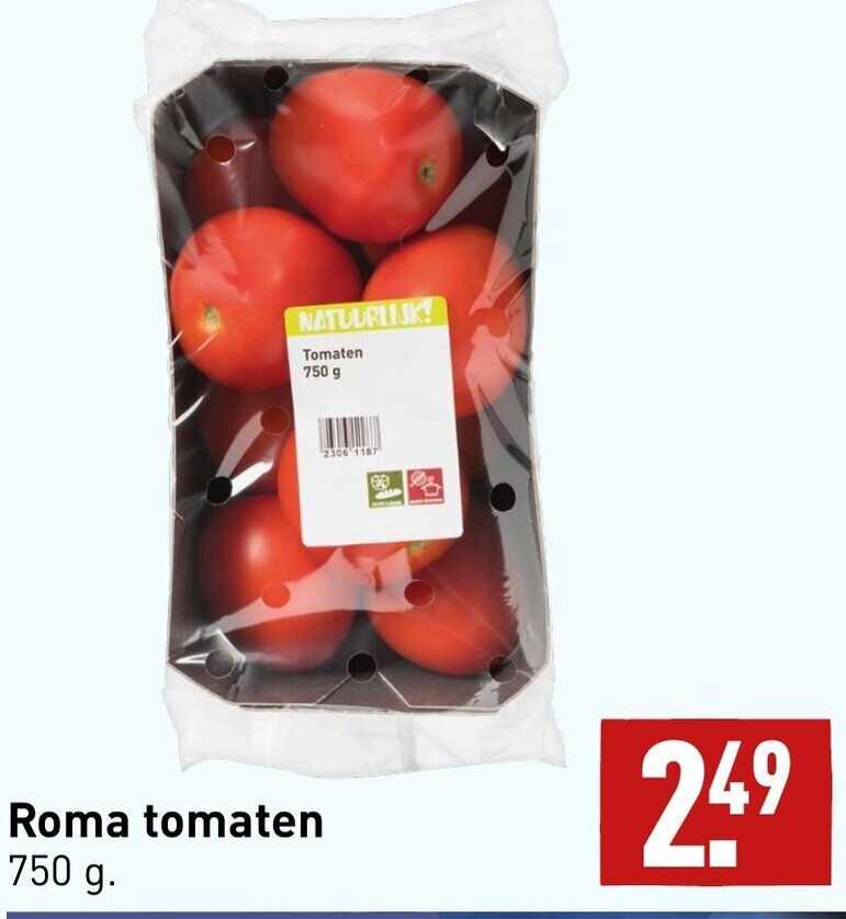 Roma tomaten 750 gram aanbieding bij ALDI