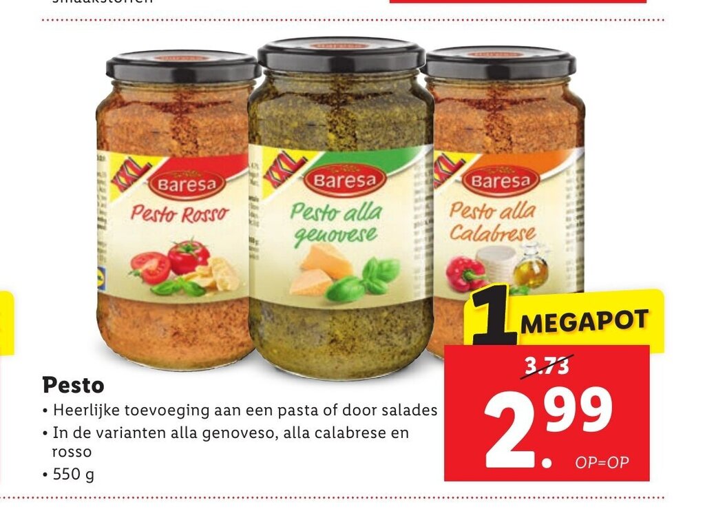 Baresa Pesto 550 g aanbieding bij Lidl