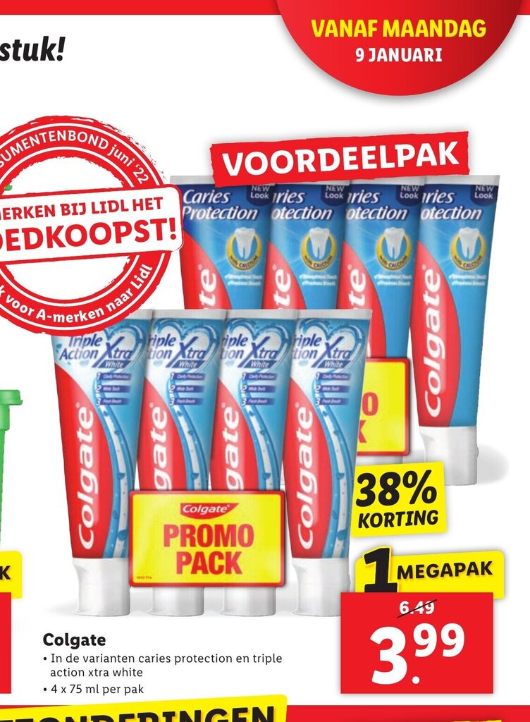 Colgate 4 x 75 ml per pak aanbieding bij Lidl