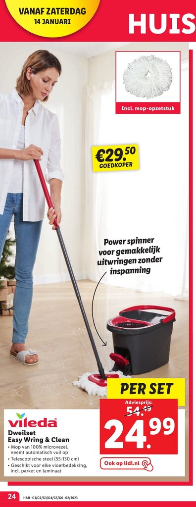 Vileda Dweilset Easy Wring & Clean per set aanbieding bij Lidl