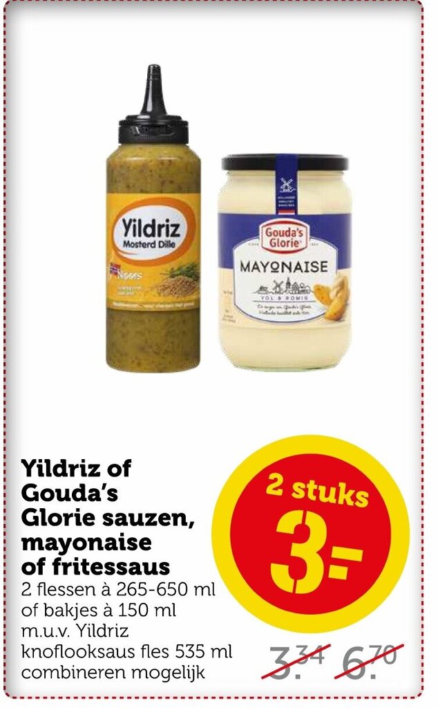 Yildriz of Gouda's Glorie sauzen, mayonaise of friteuse 2 flessen a 265 ...