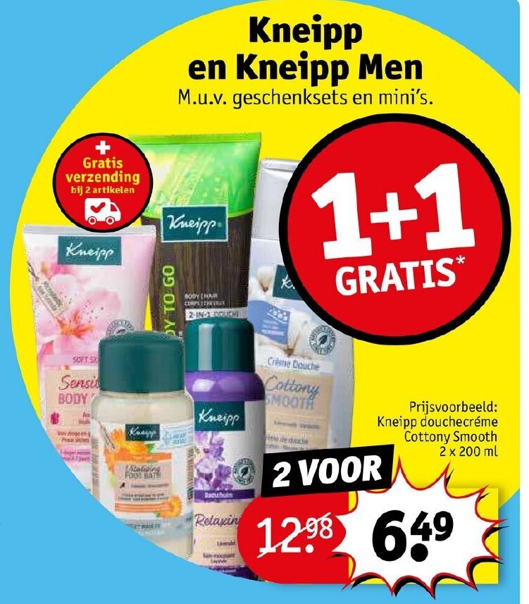 Kneipp en Kneipp Men 1+1 gratis aanbieding bij Kruidvat