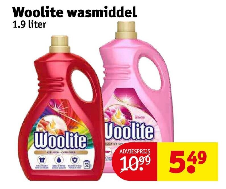 Woolite wasmiddel 1,9 liter aanbieding bij Kruidvat