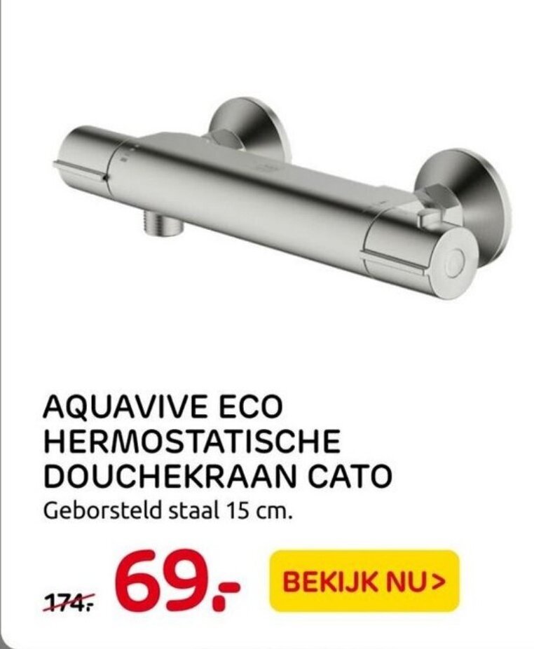 Aquavive Eco Hermostatische Douchekraan Cato 15 cm aanbieding bij Praxis
