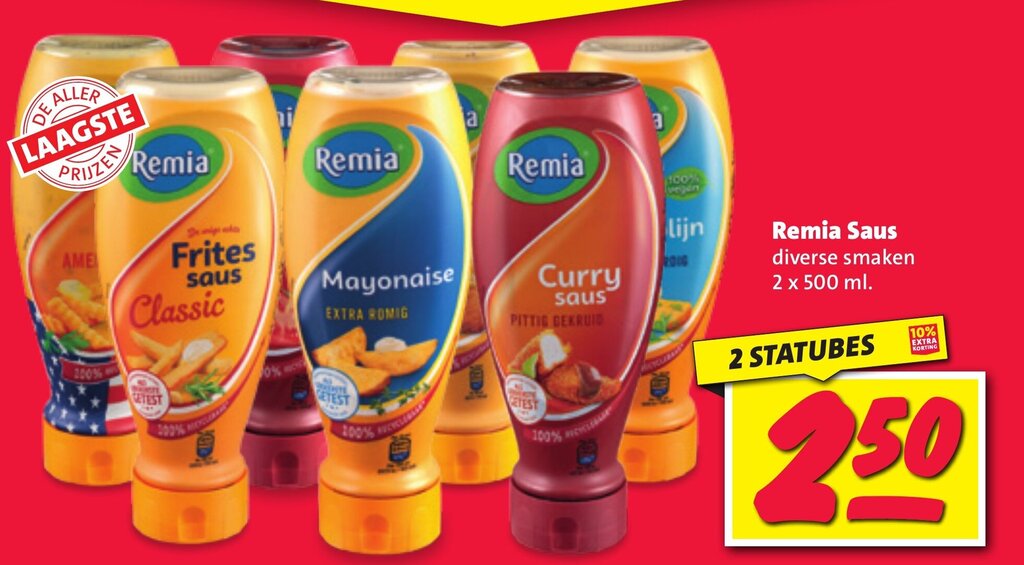 Remia saus 2 x 500 ml aanbieding bij Nettorama