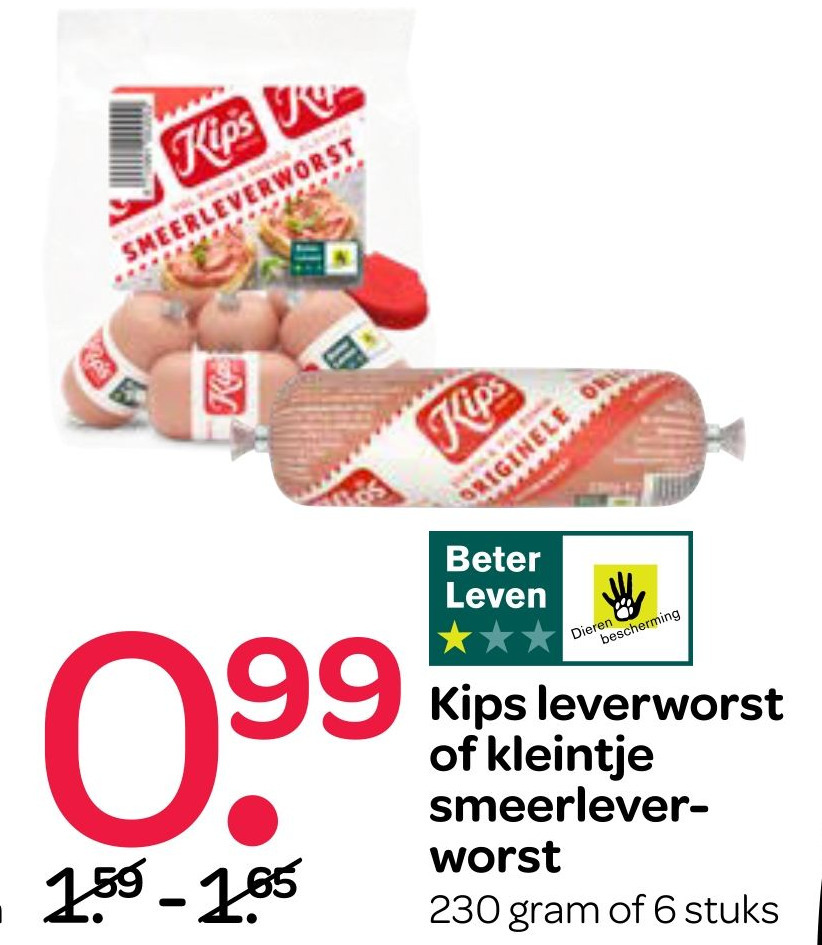Kips leverworst of kleintje smeerlever- worst aanbieding bij Spar