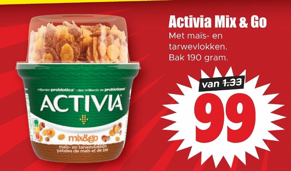 Activia Mix & Go 190 gram aanbieding bij Dirk