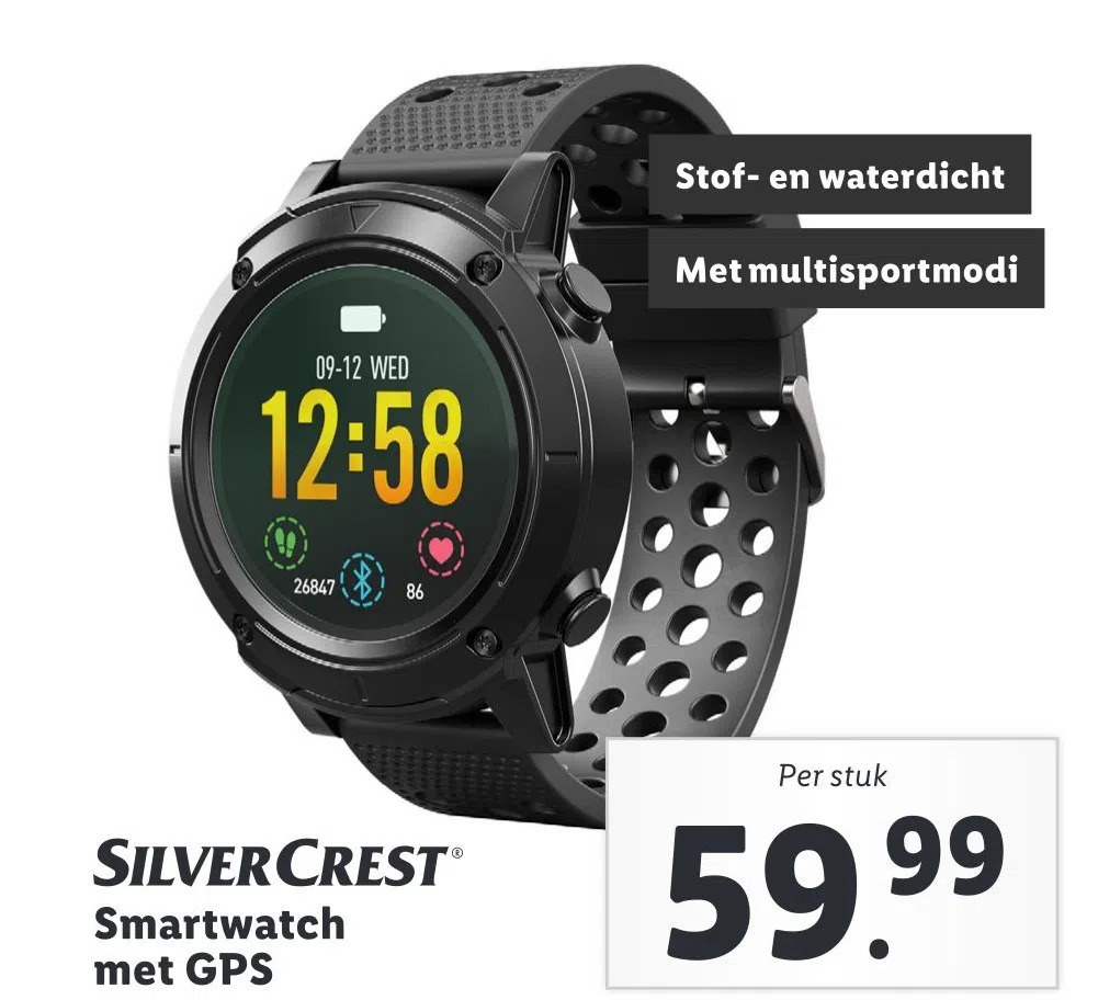 Silvercrestⓡ smartwatch met gps aanbieding bij Lidl