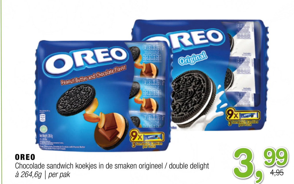 Oreo chocolade sandwich koekjes in de smaken origineel / double delight ...