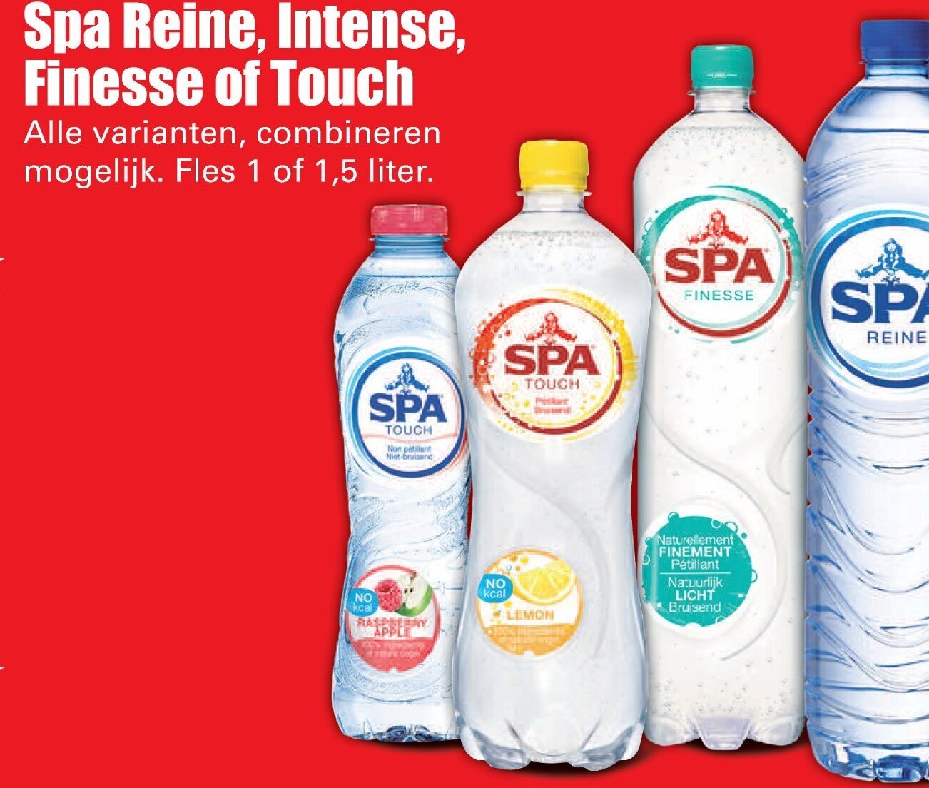 Spa reine, intense, finesse of touch 1 Liter aanbieding bij Dirk