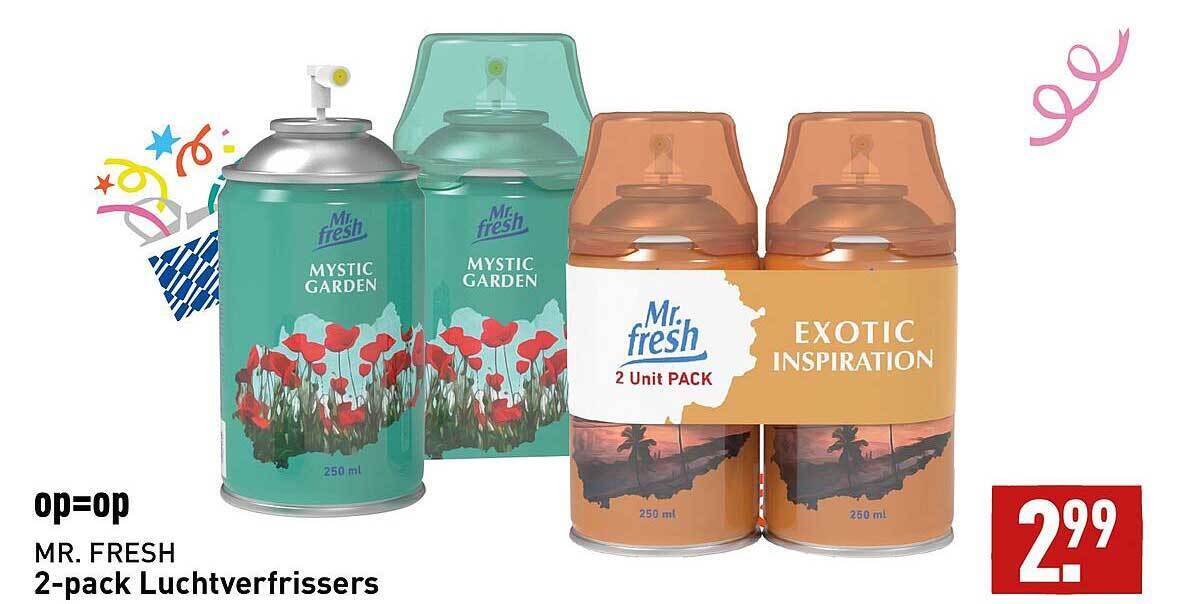 Mr. fresh 2-pack luchtverfrissers aanbieding bij ALDI