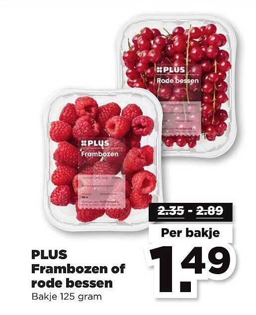 Plus frambozen of rode bessen aanbieding bij PLUS