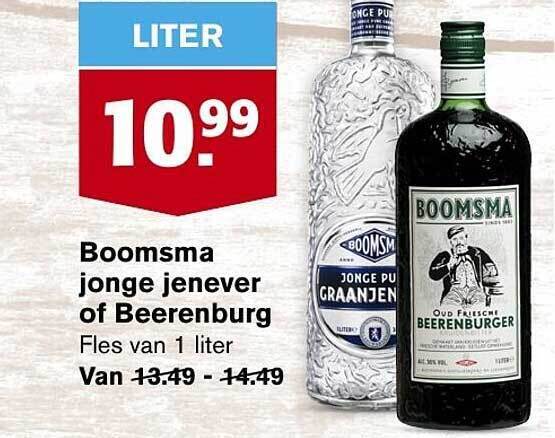Boomsma jonge jenever of beerenburg aanbieding bij Hoogvliet