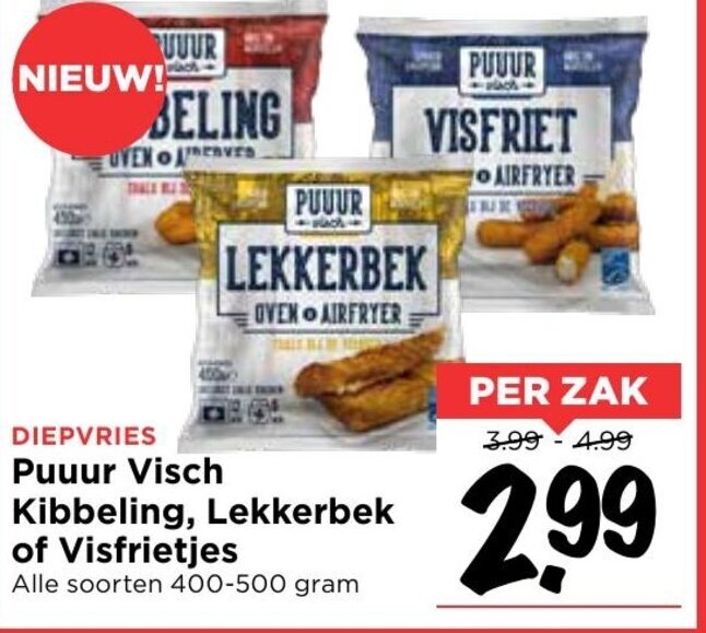 Puur Visch Kibbeling, Lekkerbek of Visfrietjes 400-500 gram aanbieding ...