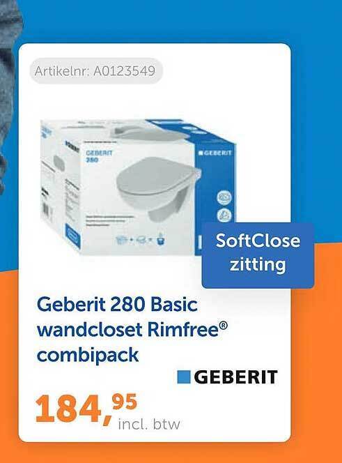 Geberit 280 basic wandcloset rimfree® combipack aanbieding bij ...