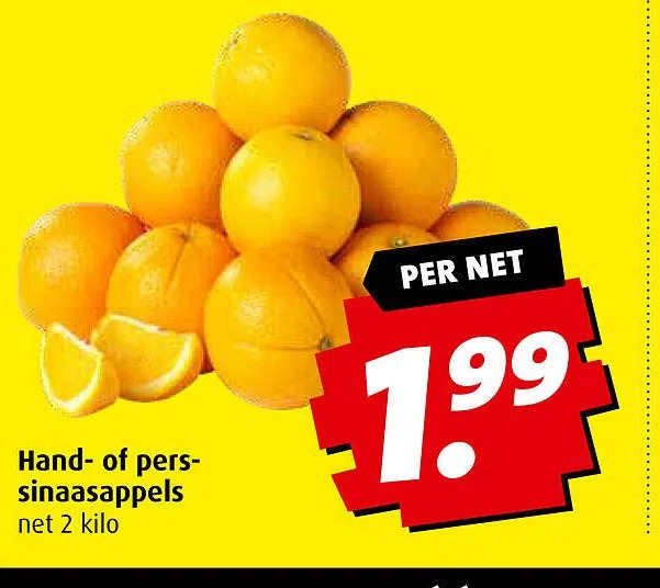 Hand- of pers- sinaasappels aanbieding bij Boni