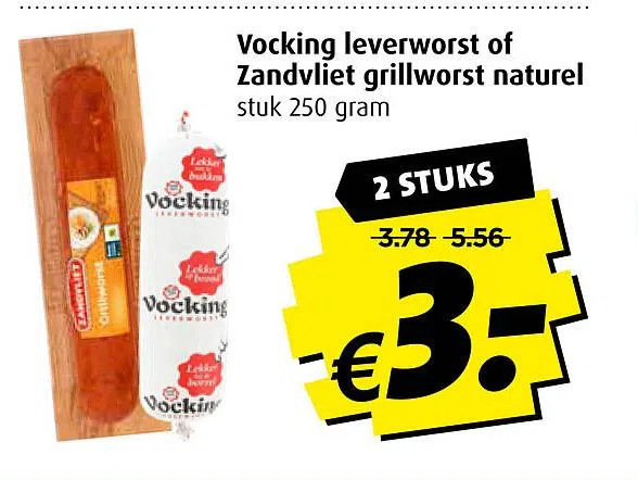 Vocking leverworst of zandvliet grillworst naturel aanbieding bij Boni
