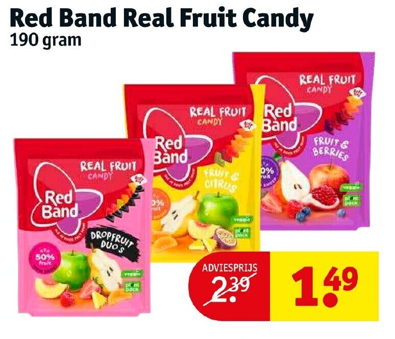 Red band real fruit candy 190g aanbieding bij Kruidvat