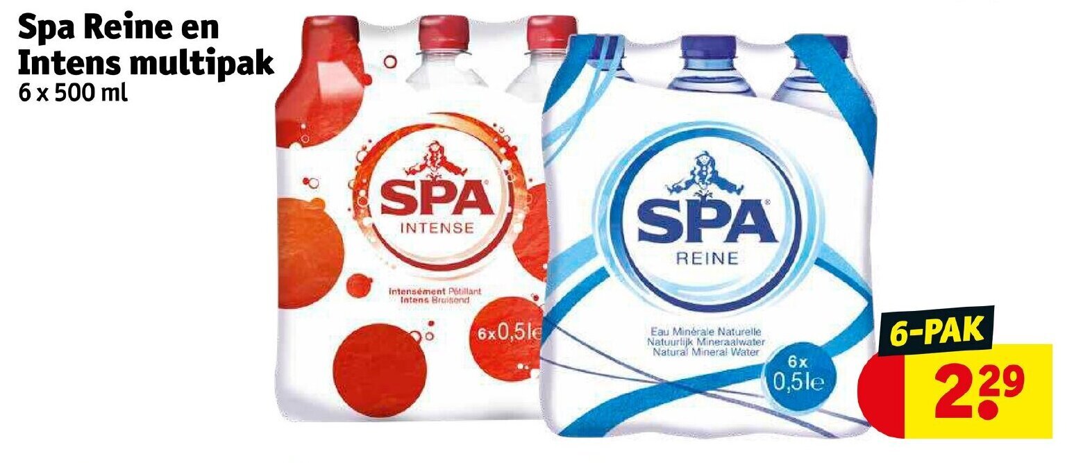 Spa reine en intens multipak 6 x 500ml aanbieding bij Kruidvat