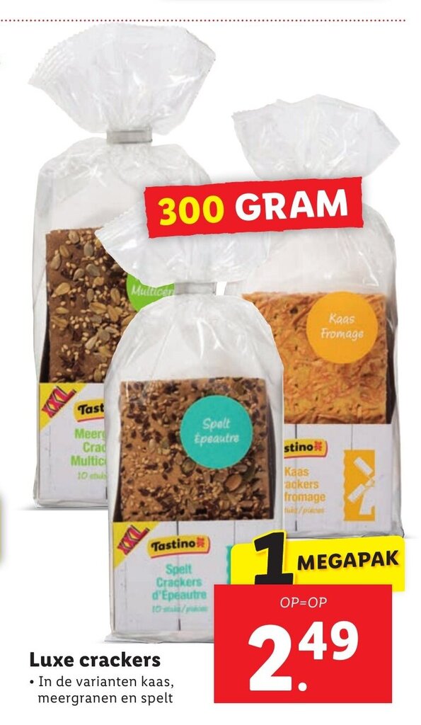 Luxe crackers 300 gram aanbieding bij Lidl