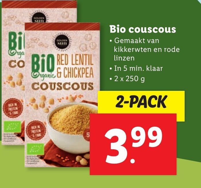 Bio couscous 2 x 250 gram aanbieding bij Lidl