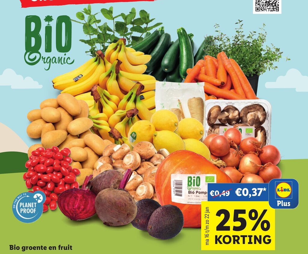 Bio groente en fruit aanbieding bij Lidl