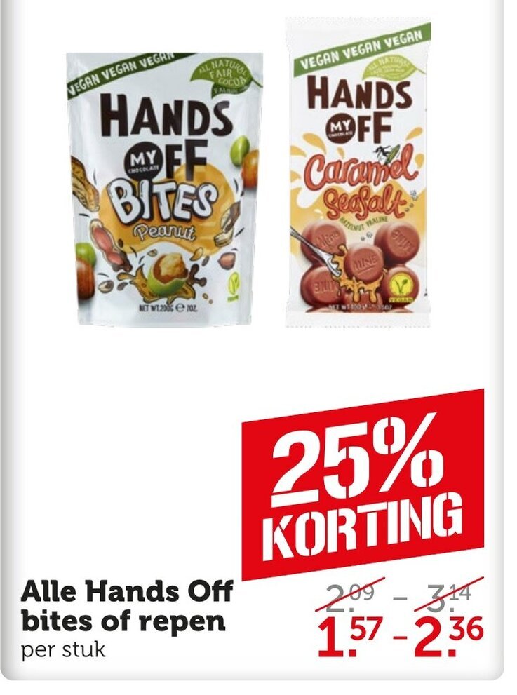 Alle Hands Off bites of repen aanbieding bij Coop