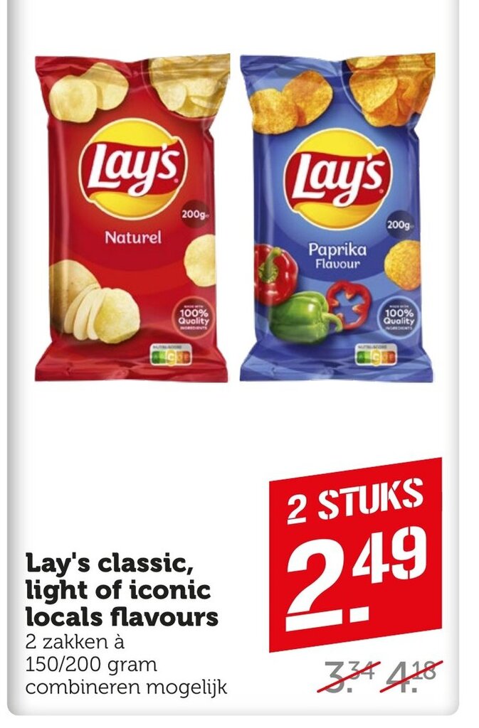 Lay's classic light of iconic locals flavours 2 stuks aanbieding bij Coop