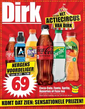 Coca-Cola, Fanta, Sprite, Aquarius of Fuze tea 400 of 500 ml aanbieding ...