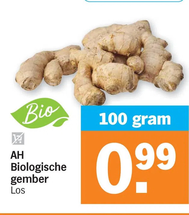 Ah biologische gember aanbieding bij Albert Heijn