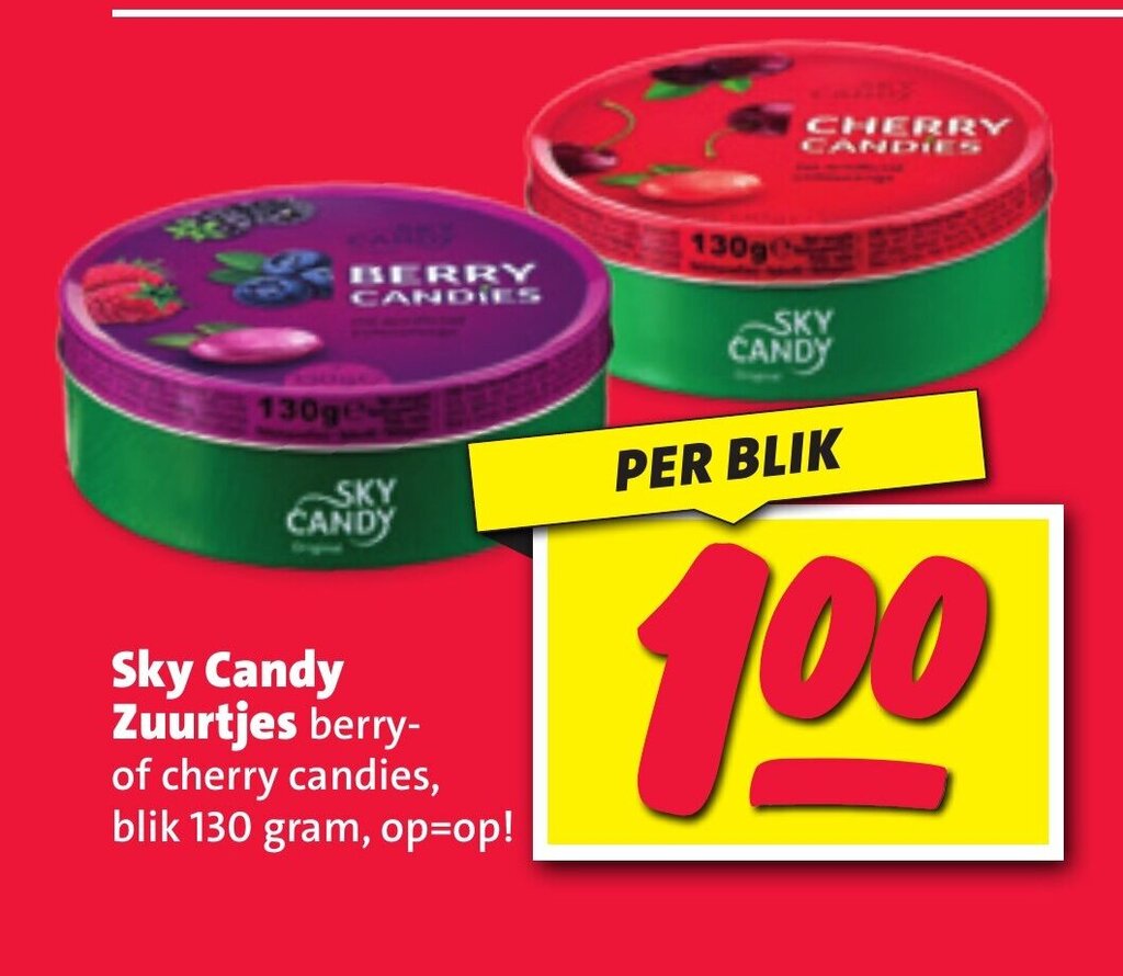 Sky Candy Zuurtjes 130 gram aanbieding bij Nettorama