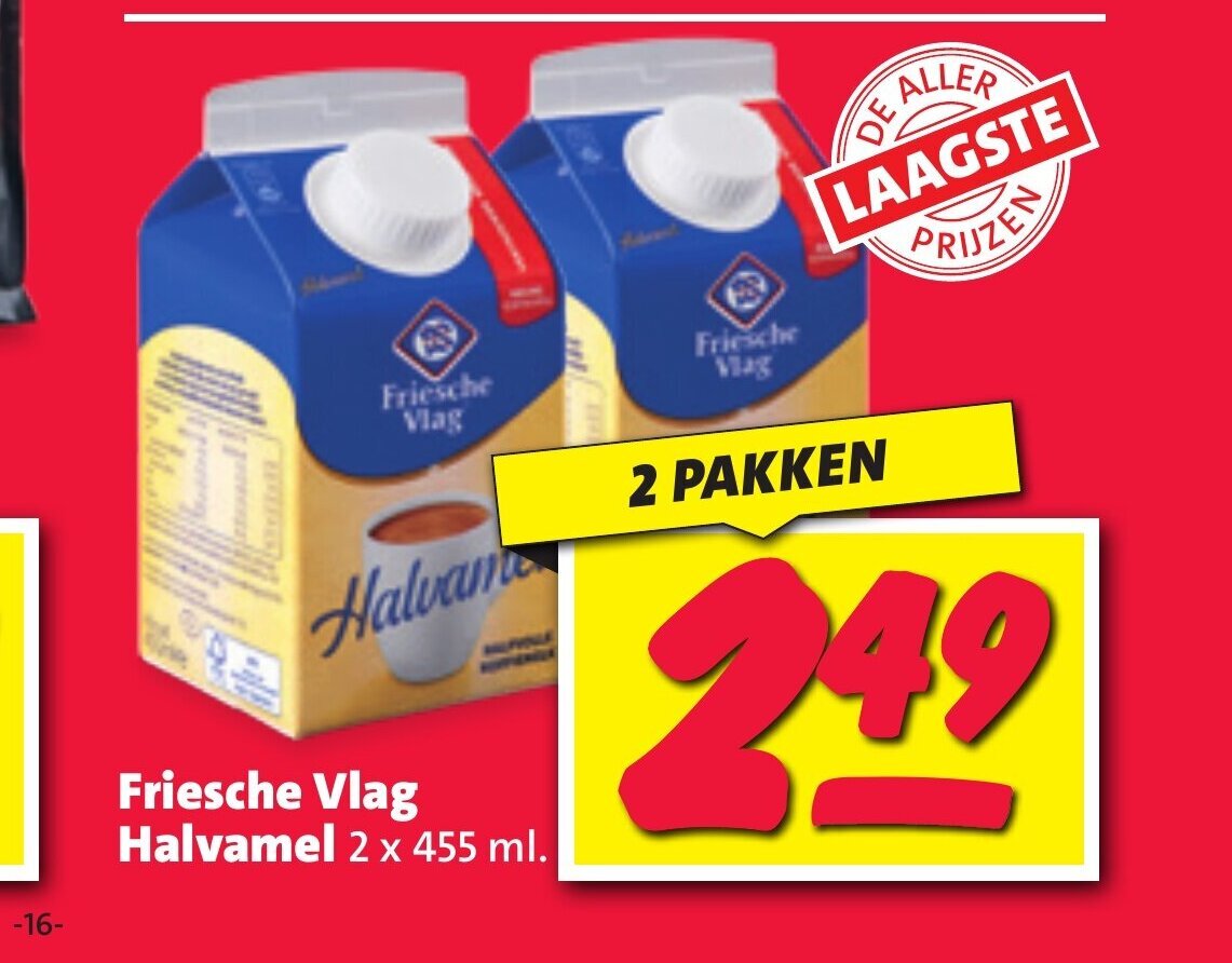 Friesche Vlag Halvamel 2 x 455 ml aanbieding bij Nettorama