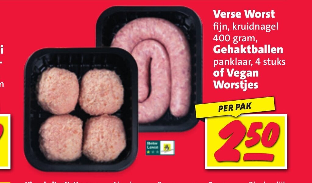 Verse Worst 400 gram, Gehaktballen of Vegan Worstjes aanbieding bij ...