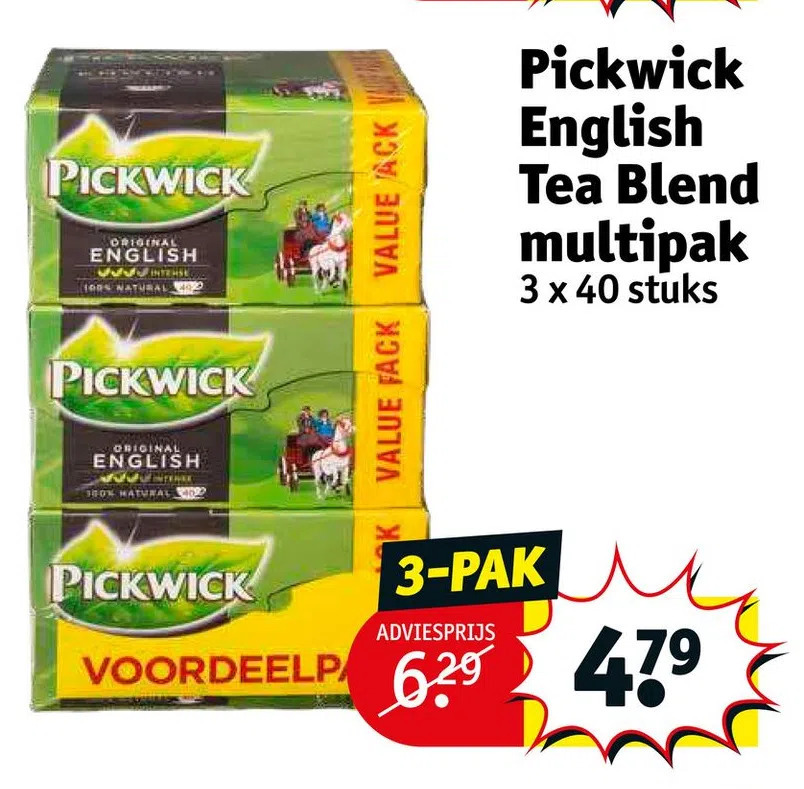 Pickwick english tea blend multipak aanbieding bij Kruidvat