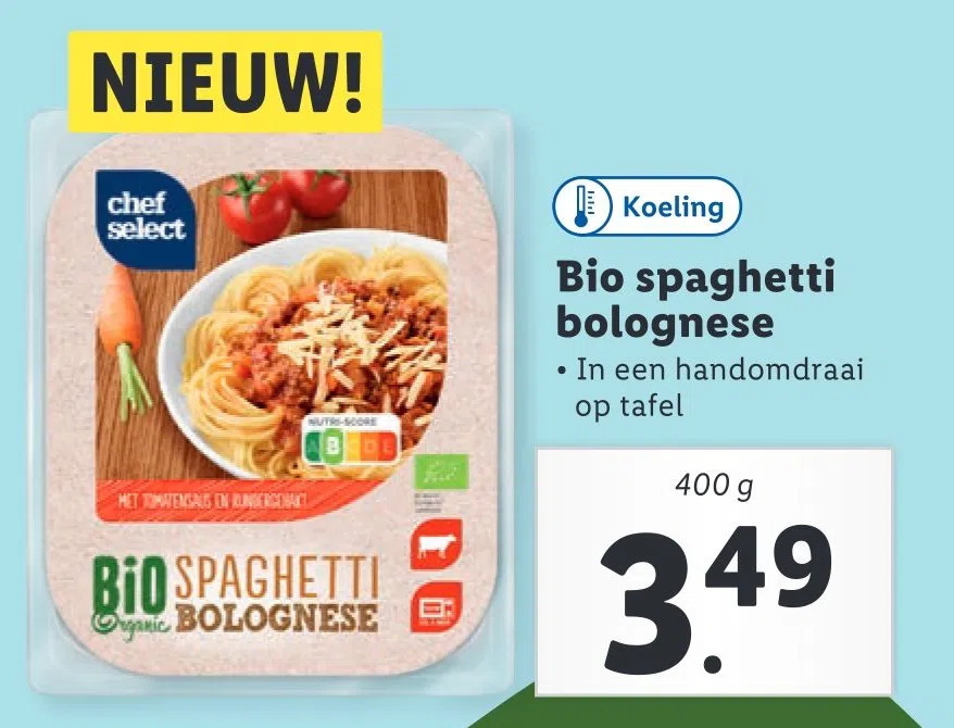 Bio spaghetti bolognese aanbieding bij Lidl