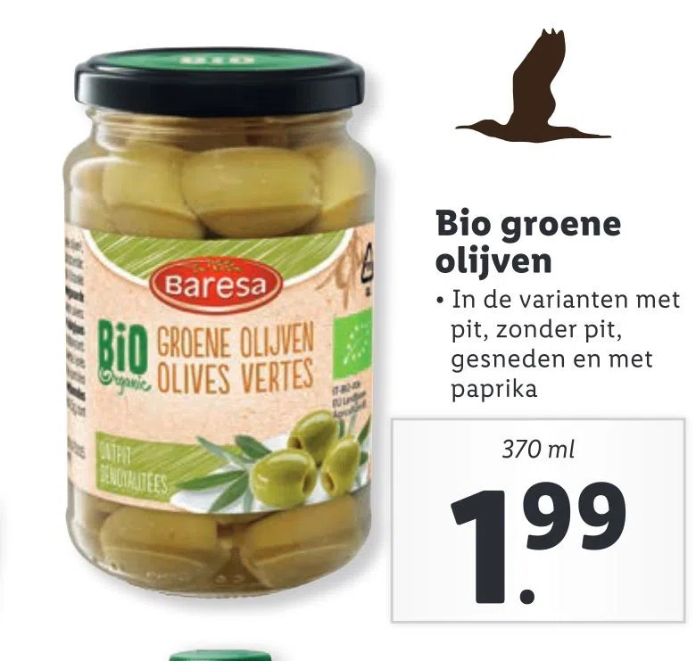 Bio groene olijven aanbieding bij Lidl