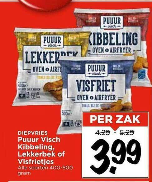 Puur visch kibbeling, lekkerbek of visfrietjes aanbieding bij Vomar