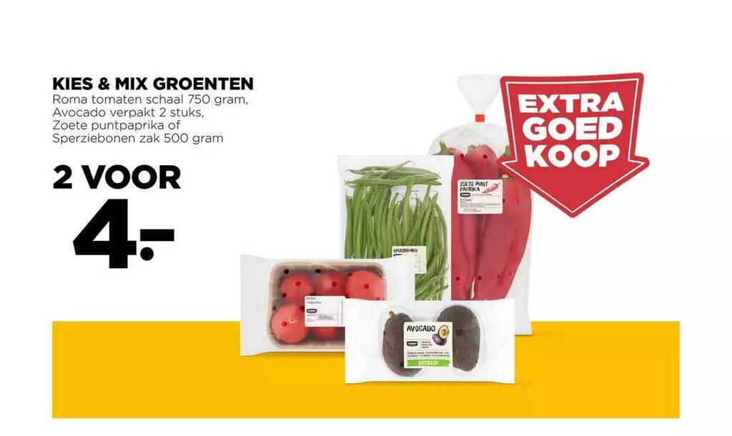 Kies & mix groenten : roma tomaten, avocado, zoete puntpaprika of ...