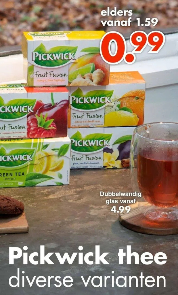 Pickwick thee diverse varianten aanbieding bij Wibra