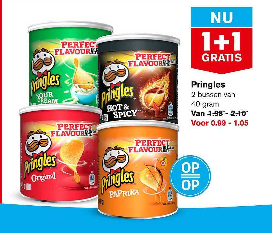 Pringles 40 gram aanbieding bij Hoogvliet