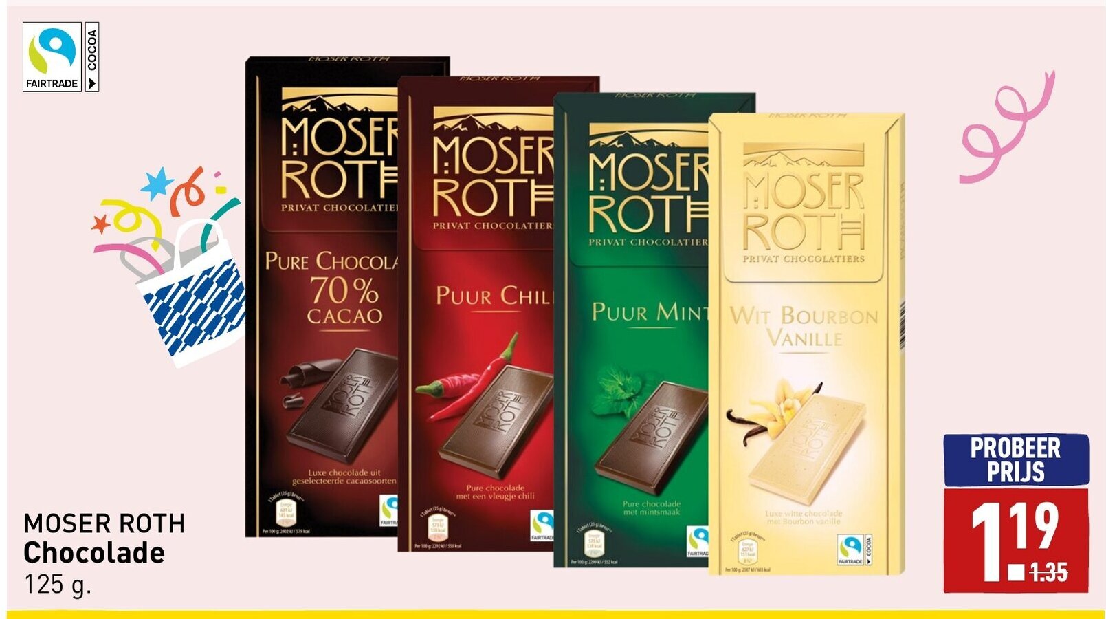 Moser roth chocolade 125g aanbieding bij ALDI